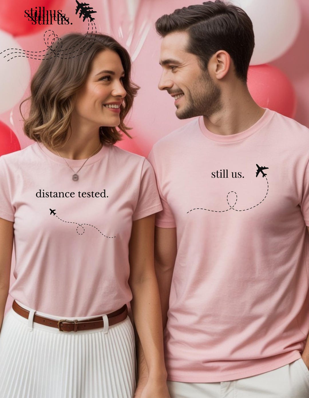 Matching Couple Shirts, Long Distance Relationship Tee, Minimal Text ...