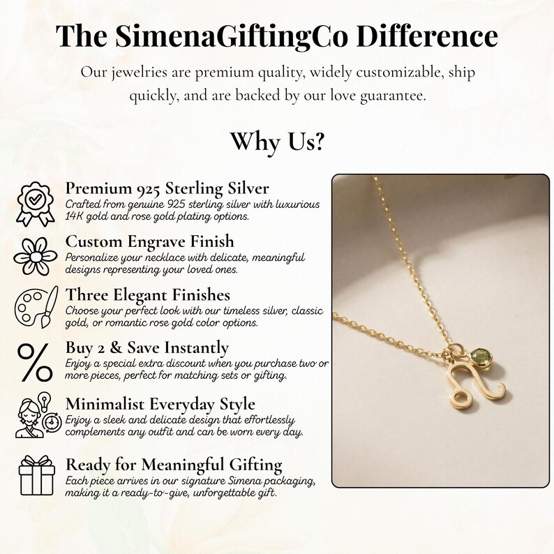 Personalized Zodiac Necklace With Birthstone Astrology Jewelry Custom Personalized Zodiac Necklace With Birthstone Astrology Jewelry Custom