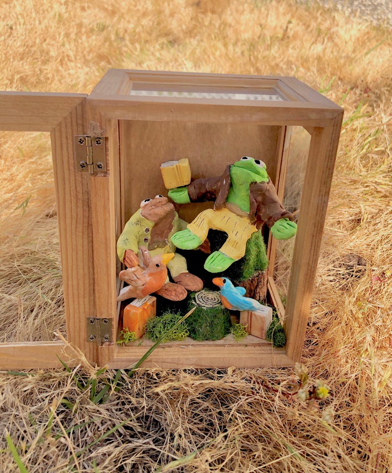 Frog and Toad Reading Books in a Library: Clay Diorama for Students ...