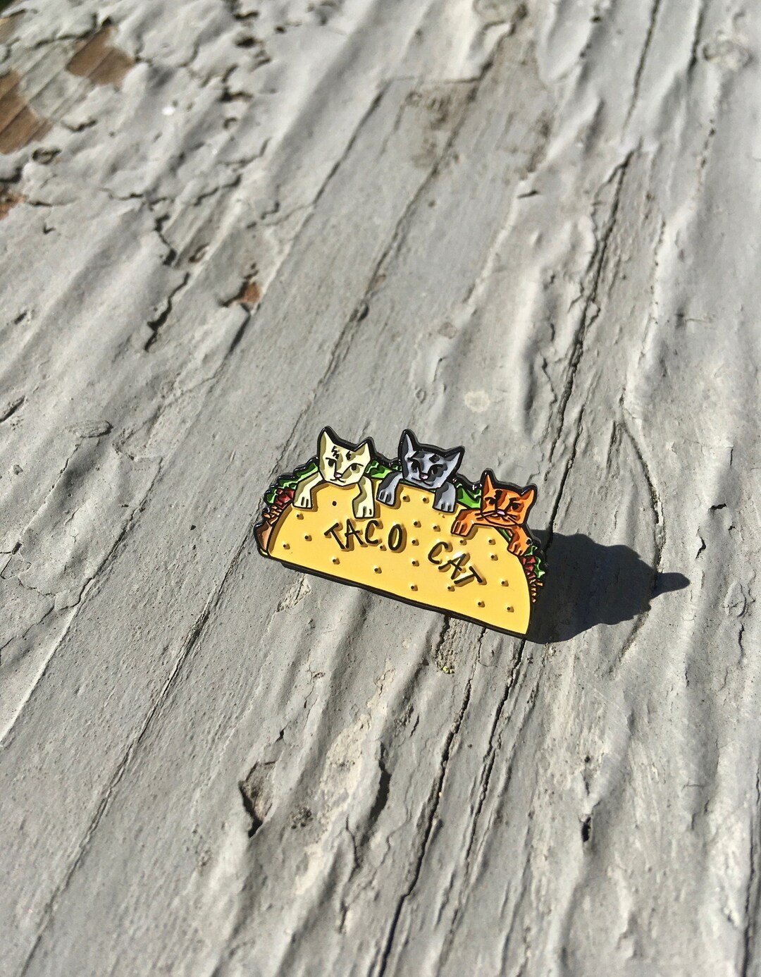 Tacocat Pin, Free USA Shipping, Soft Enamel Pin Taco Cat, Cat Pins ...