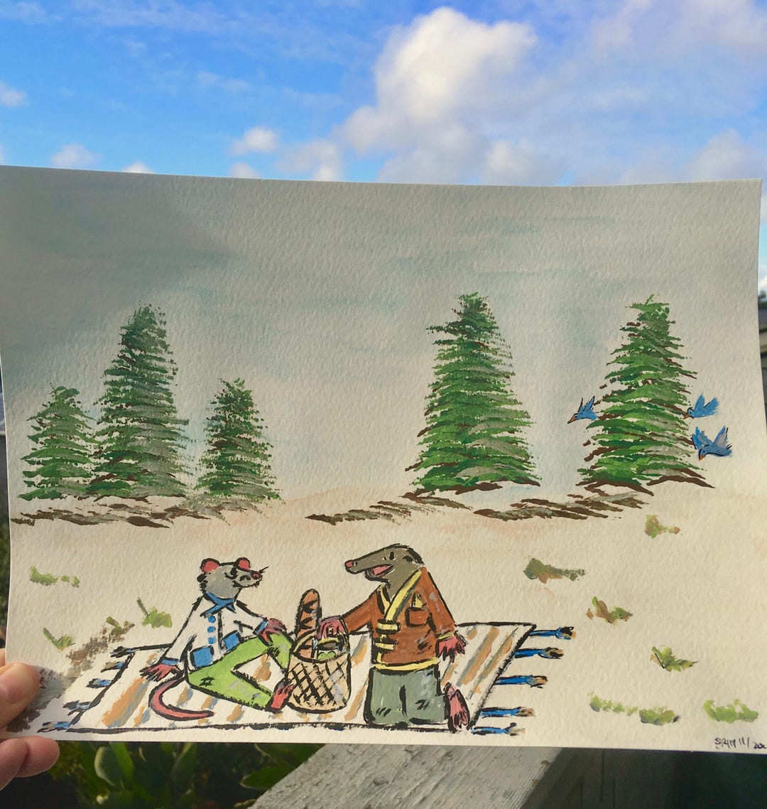 Original Wind in the Willows Painting, Watercolor Acrylic Artwork Wall ...