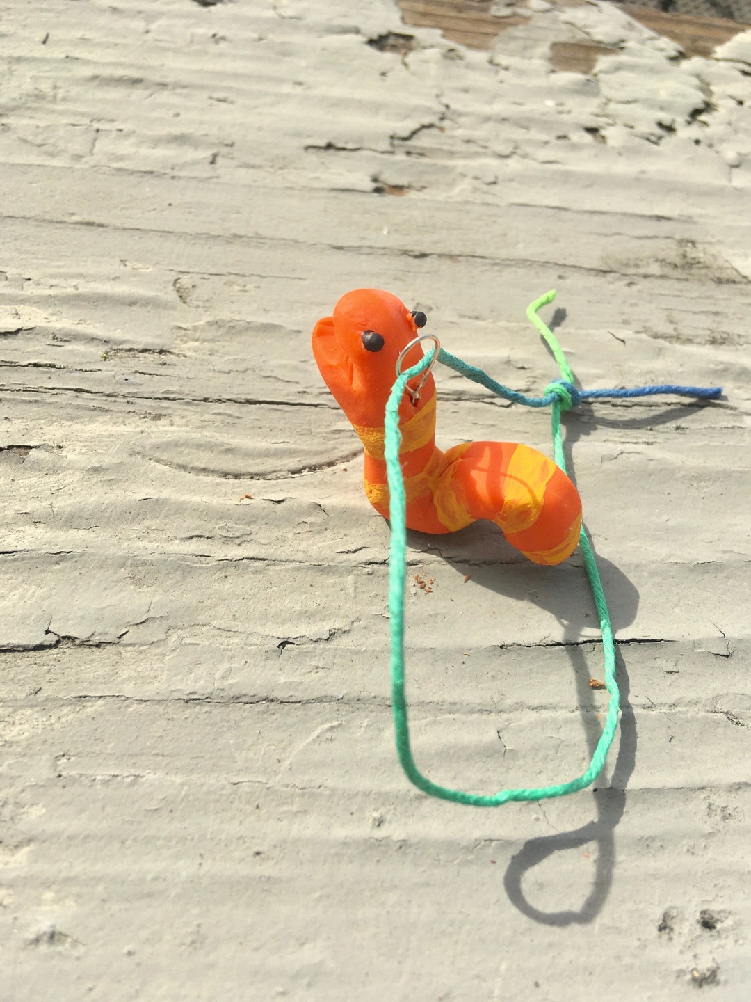 Slimey Worm Christmas Ornament, Handmade Clay Sculpture, Hand-painted ...