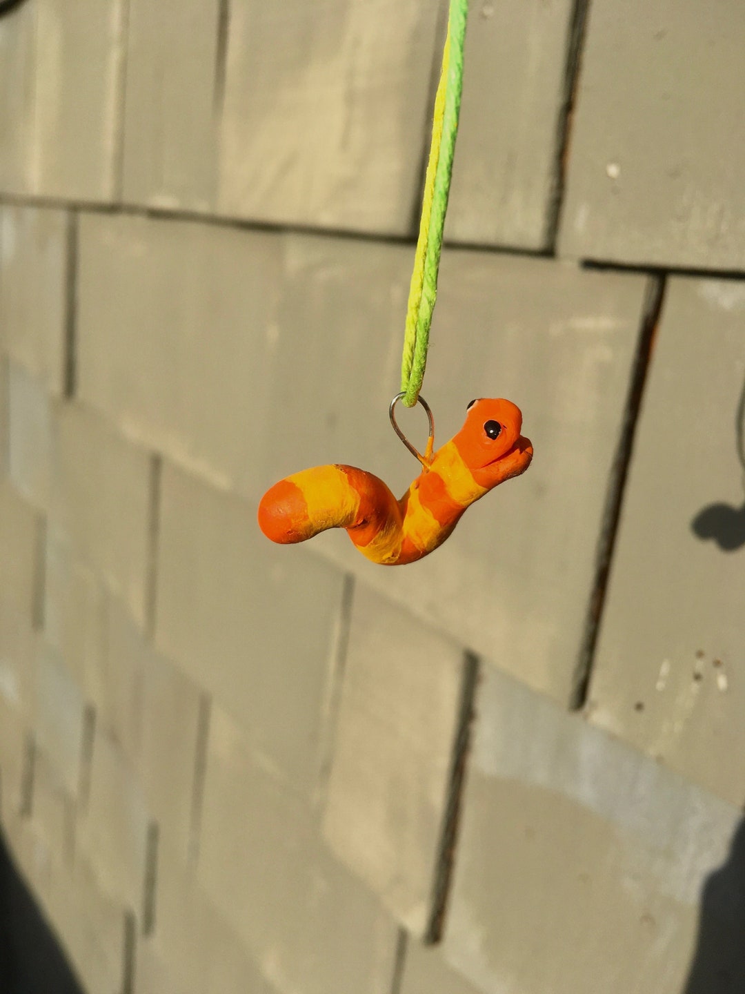 Slimey Worm Christmas Ornament, Handmade Clay Sculpture, Hand-painted ...