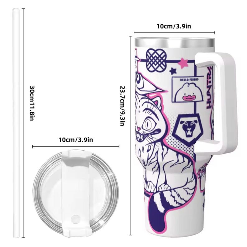 40oz K-pop Derpy Tiger Stanley Cup, Kpop Demon Hunters Huntrix Tumbler ...