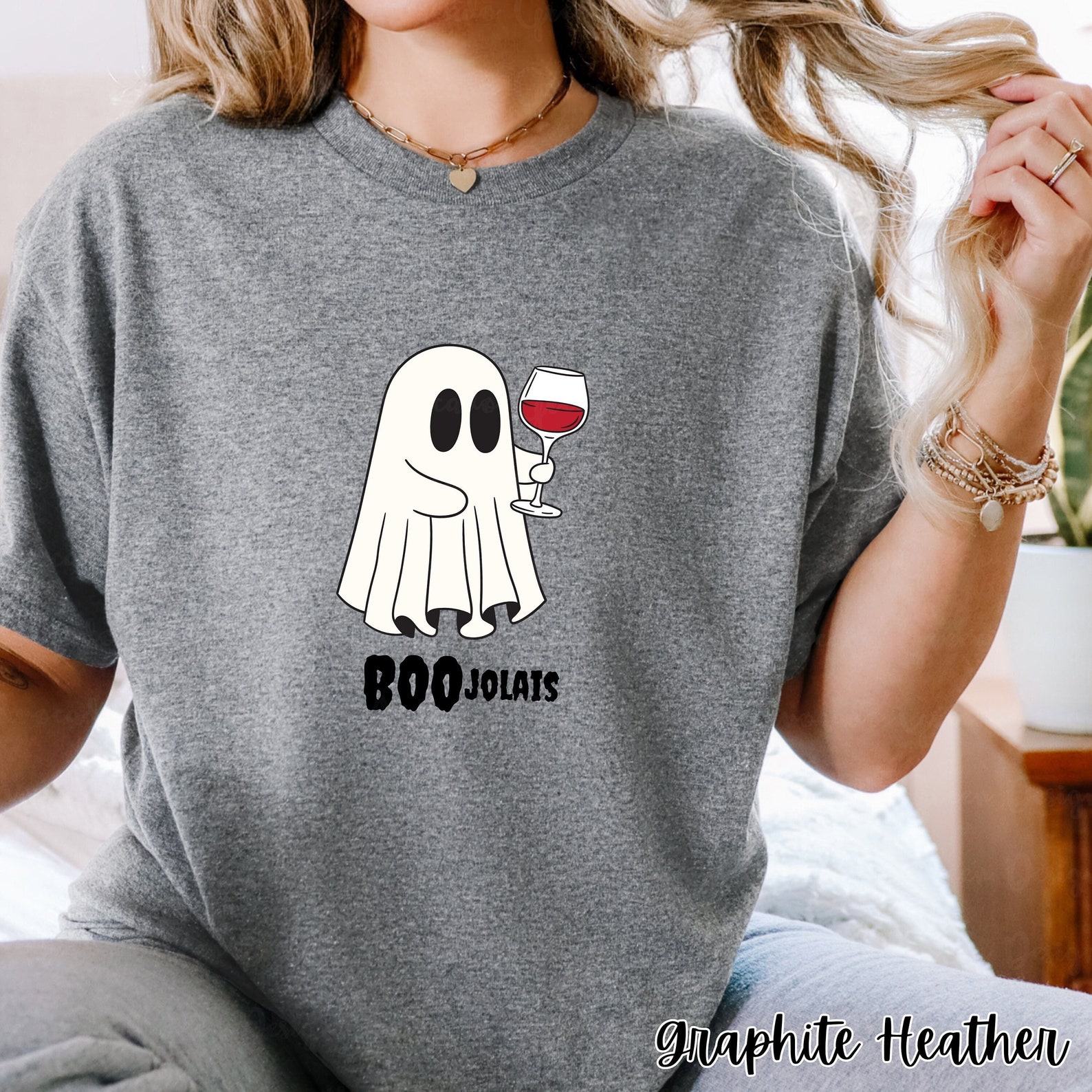 Funny Halloween Ghost Wine Shirt, Boojolais, Halloween Wine Puns, Wine ...