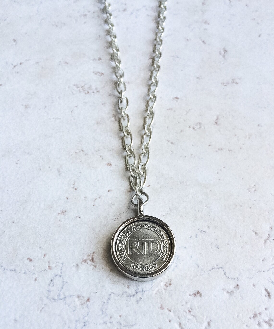 Denver RTD Token Necklace, Mile High City Jewelry, Colorado State Charm ...