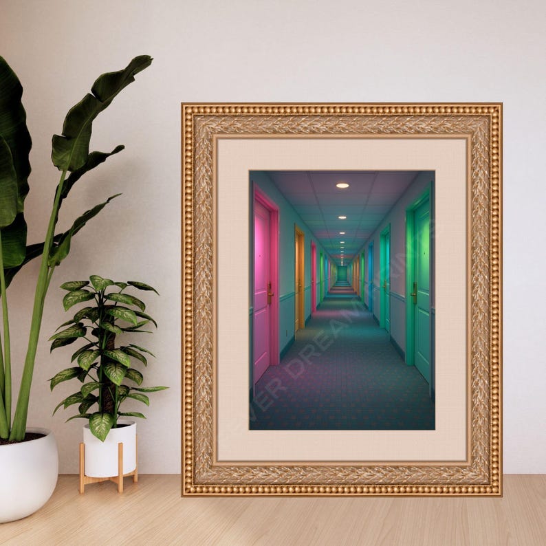 Liminal Space Hotel Hallway Digital Print | Dreamcore Vaporwave Surreal ...