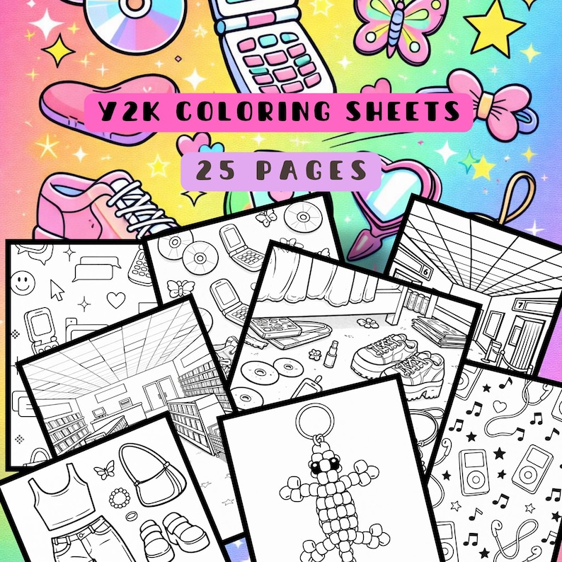 Y2K Coloring Pages | Early 2000s Nostalgia Coloring Sheets | 25 ...