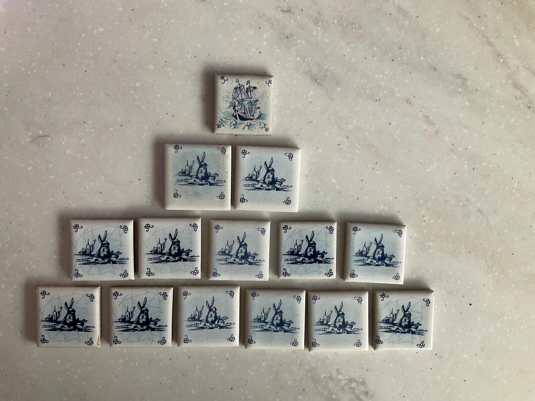 Minature Delft Hand Painted Windmill Scene Ceramic Tiles - Etsy