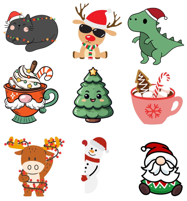 Cute Christmas Clipart, Holiday Clipart, Commercial Use, Digital ...