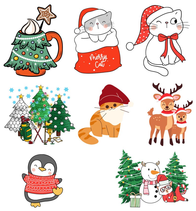 Cute Christmas Clipart, Holiday Clipart, Commercial Use, Digital ...