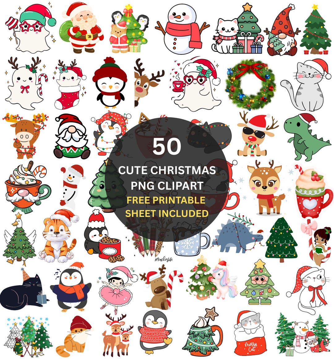 Cute Christmas Clipart, Holiday Clipart, Commercial Use, Digital ...