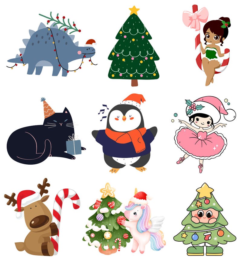 Cute Christmas Clipart, Holiday Clipart, Commercial Use, Digital ...