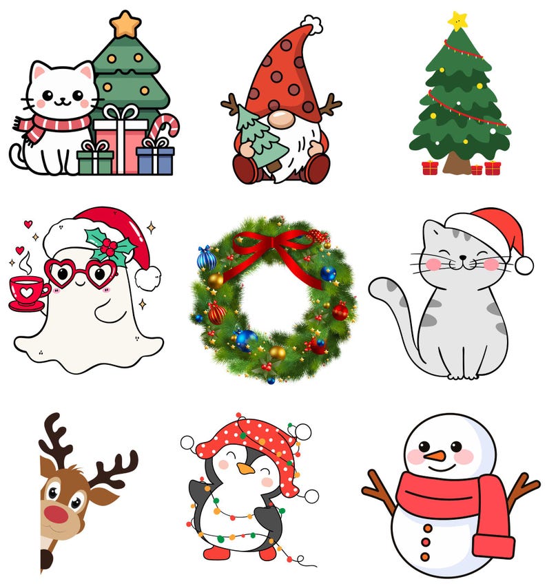 Cute Christmas Clipart, Holiday Clipart, Commercial Use, Digital ...