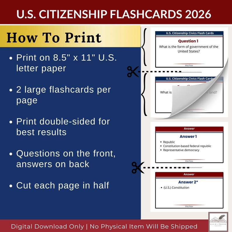 U.S. Citizenship Flashcards, USCIS 128 Civics Questions, Naturalization ...