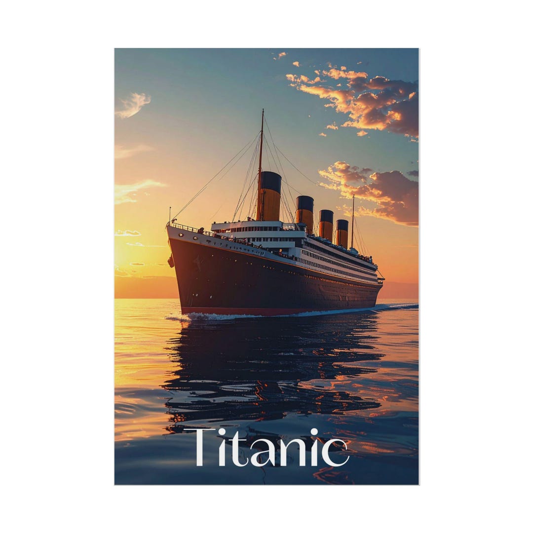 Titanic Vintage Poster | Cruise Ship Wall Art | Ocean Sunset Print ...