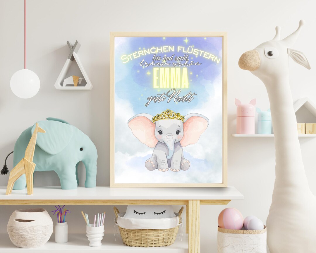Personalized Goodnight Picture for Children, Name, Nursery, Baby Room ...