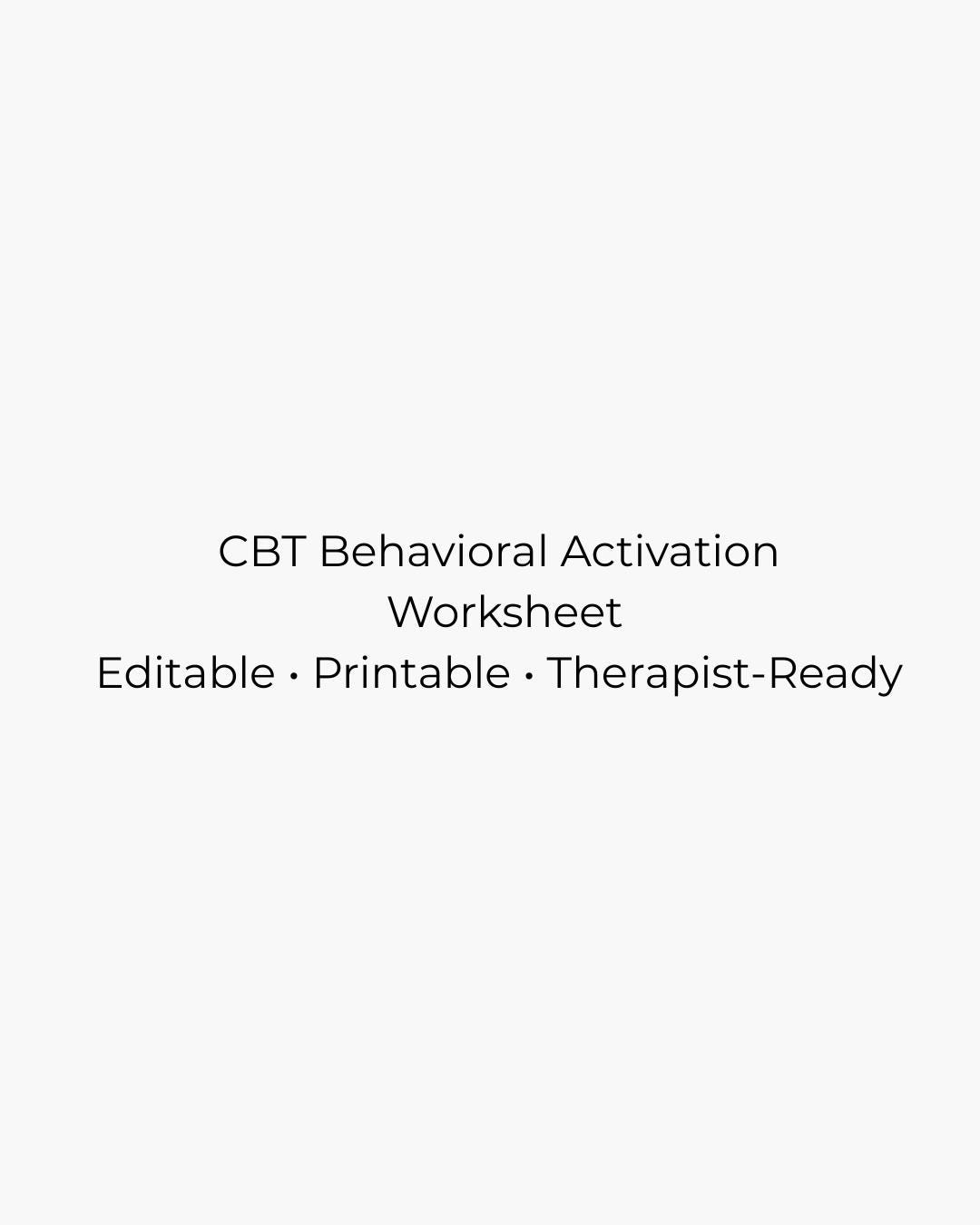CBT Behavioral Activation Worksheet | Activity Planning & Mood Tracking ...