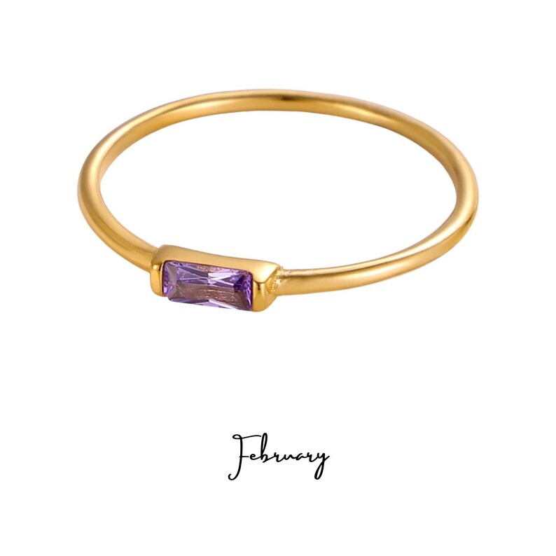 Birthstone Ring Gold | Minimal Birthstone Ring | Stainless Steel Ring ...