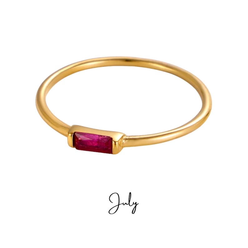 Birthstone Ring Gold | Minimal Birthstone Ring | Stainless Steel Ring ...