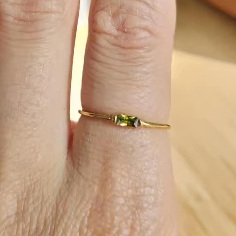 Birthstone Ring Gold | Minimal Birthstone Ring | Stainless Steel Ring ...