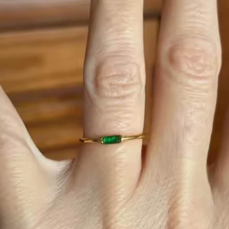 Birthstone Ring Gold | Minimal Birthstone Ring | Stainless Steel Ring ...