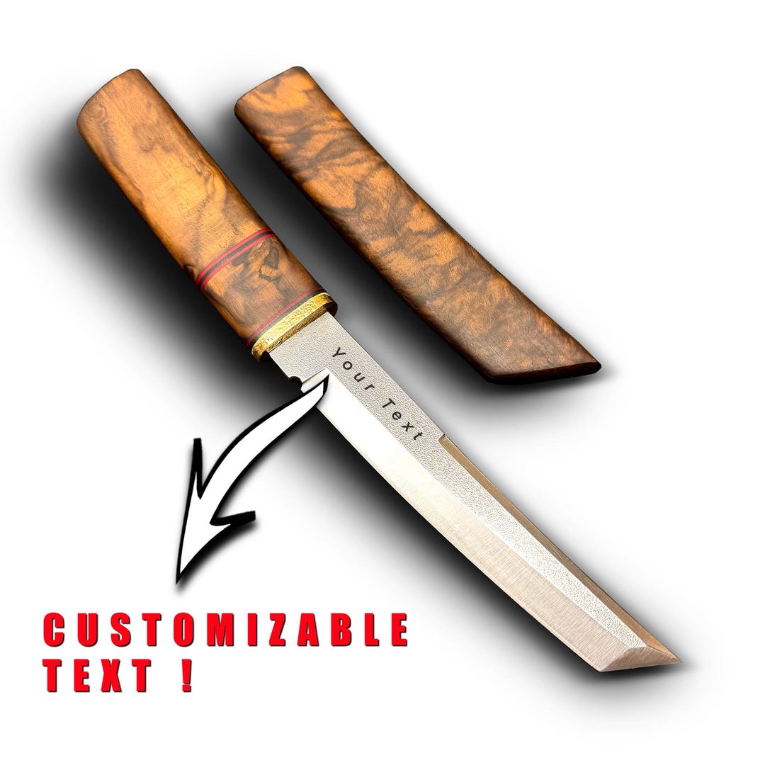 Japanese Tanto Knife Handmade | Turkish Walnut Handle & Wooden Sheath ...