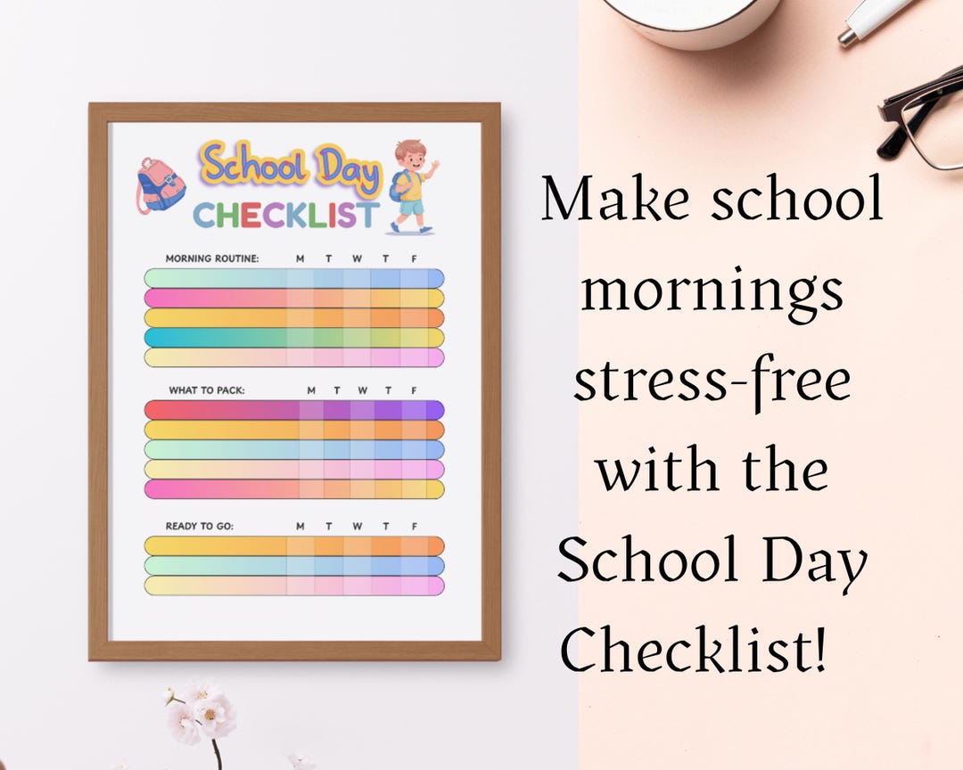 Printable School Day Checklist for Kids – Morning Routine, Packing and ...