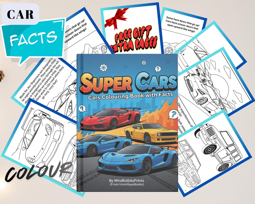 Supercar Coloring Book With Fun Facts | Printable Pages for Kids & Car ...
