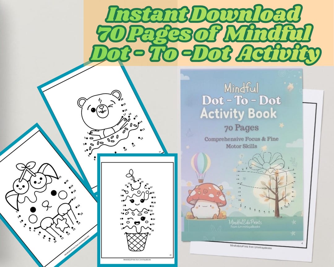 70 Page Mindful Dot-to-dot Activity Book Comprehensive SEL Focus & Fine ...
