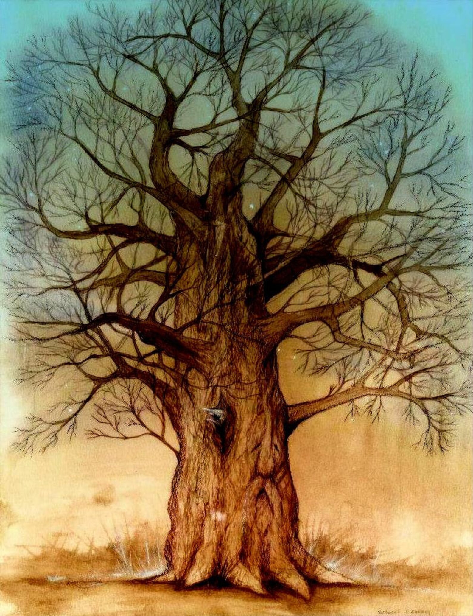 Mystical, Magical, Grandfather Oak Tree Watercolor Print. Beautiful ...