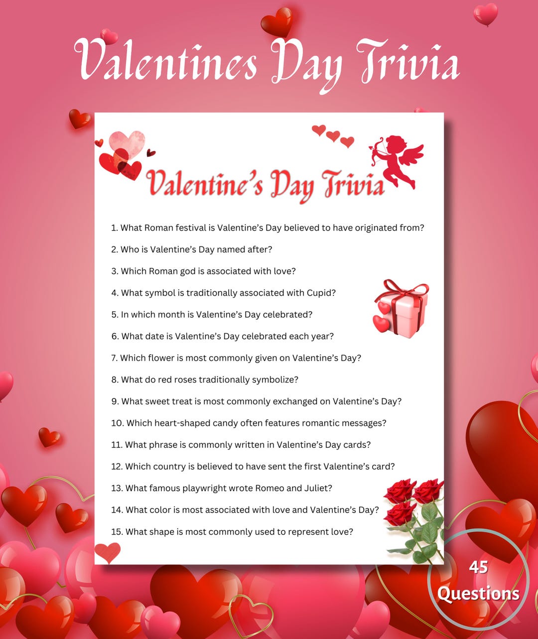 Valentine's Day Trivia Game, Printable Quiz, Fun Date Night Game ...