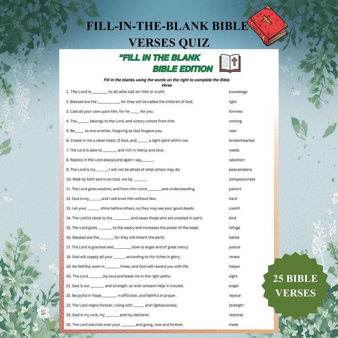 Bible Trivia Fill In The Blanks