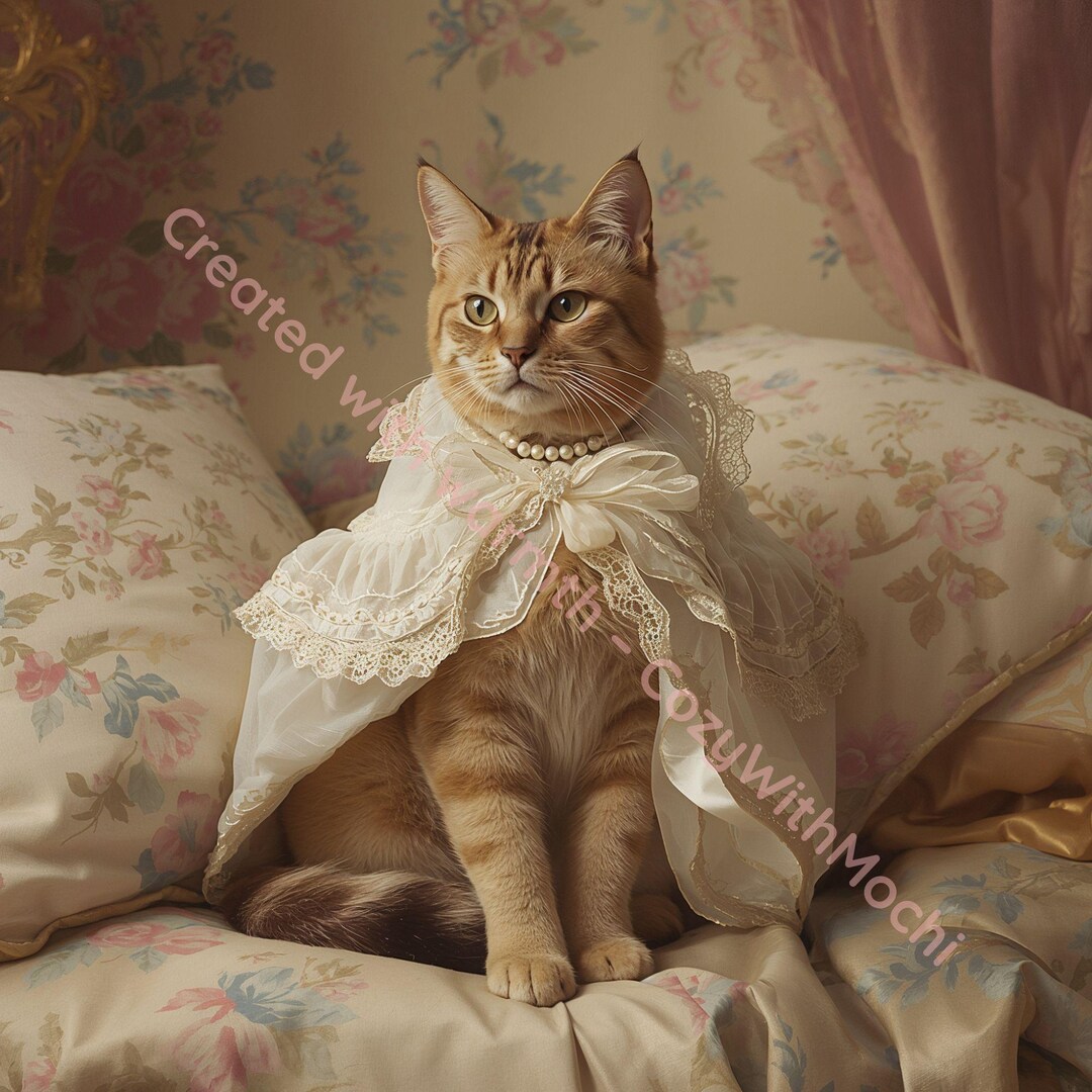 Rococo Cat Portrait: Custom French Aristocrat Pet Art (digital Download ...