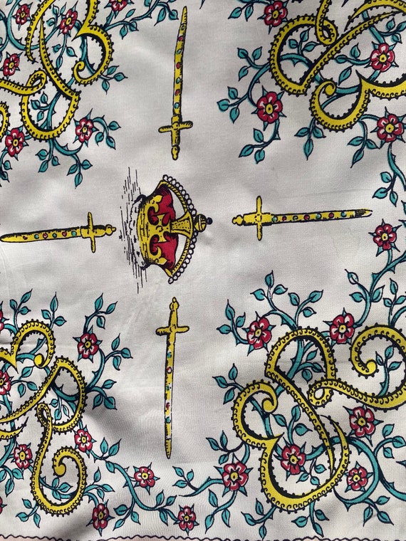 1953 Coronation of Queen Elizabeth 11 Crepe Scarf Co… - Gem