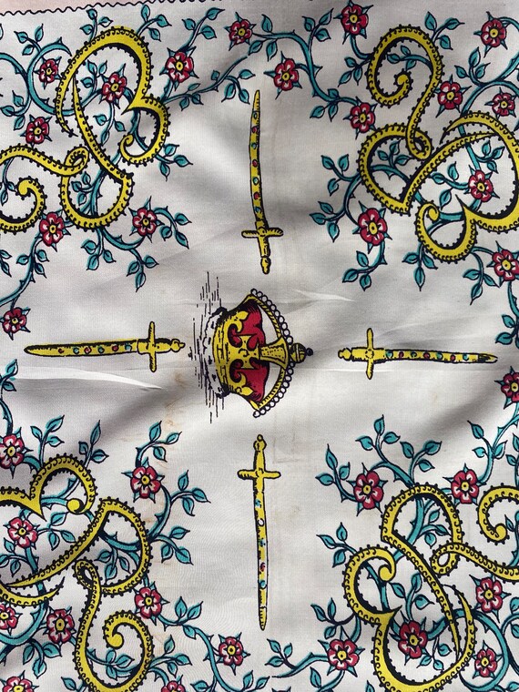 1953 Coronation of Queen Elizabeth 11 Crepe Scarf Co… - Gem