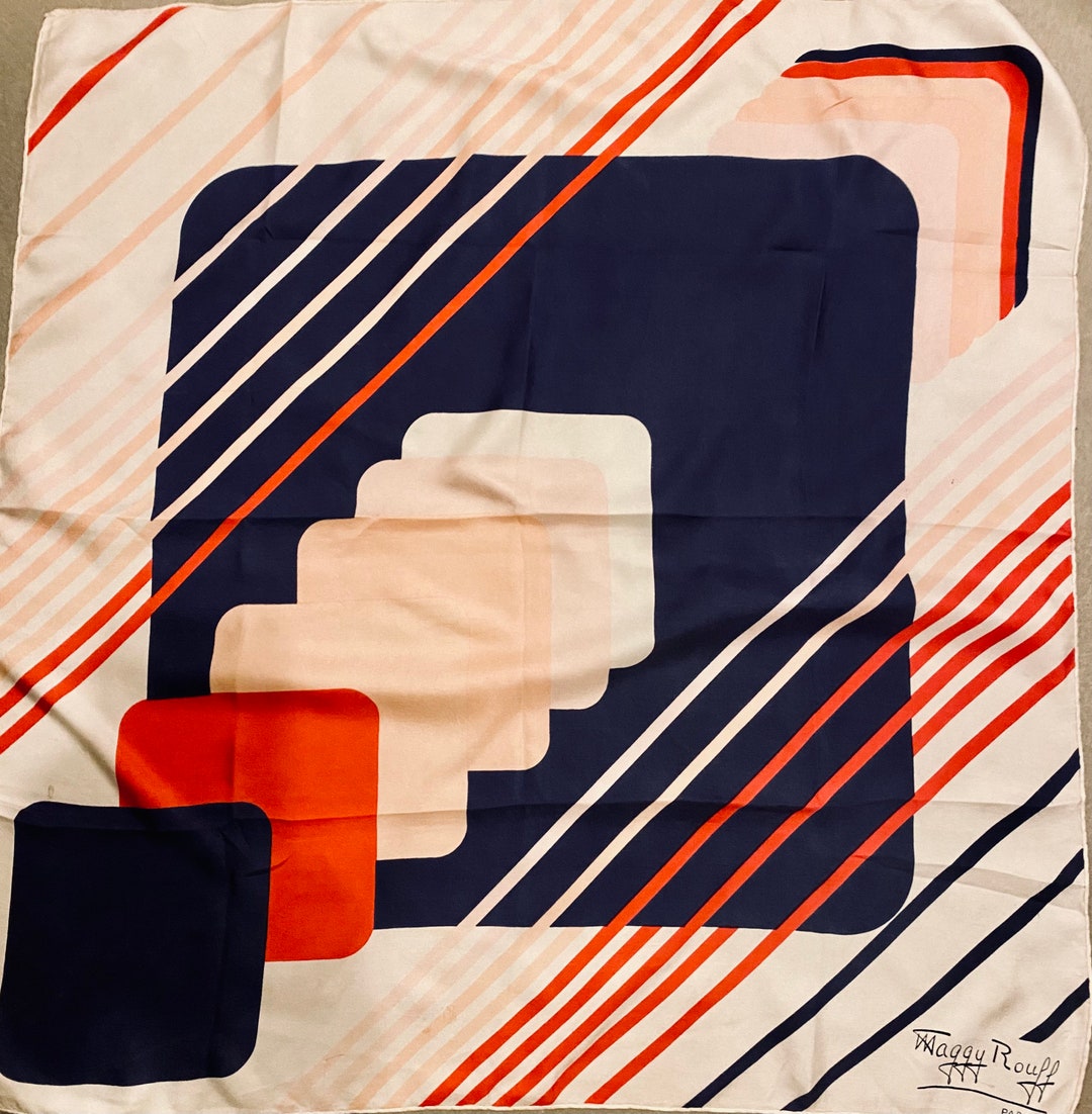 Vintage Rare Collectible Geometric Maggy Rouff Amazing Silk Scarf - Etsy