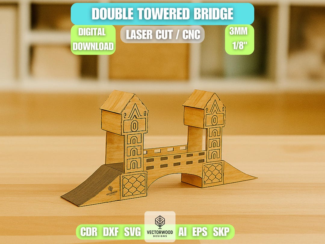 Double Tower Bridge Toy Svg | Laser Cut Files for 3mm Plywood | CNC Dxf ...