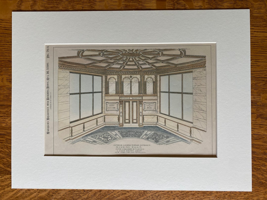 Banking Room of Crocket Building, San Francisco, 1890. A Page Brown ...
