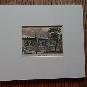 Miniature Illustration Yale College Connecticut 1836. Hand | Etsy