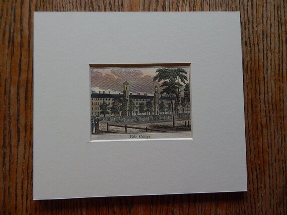 Miniature Illustration Yale College Connecticut 1836. Hand | Etsy