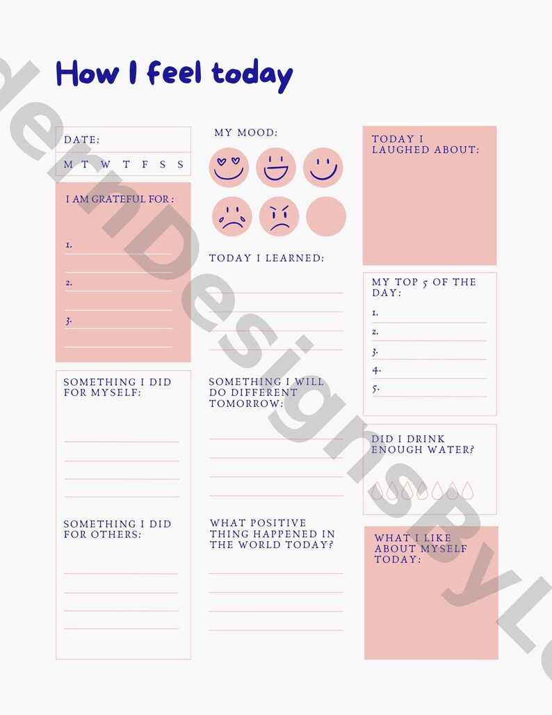 Printable Mood Tracker | Self Care & Mental Health Calendar - Etsy