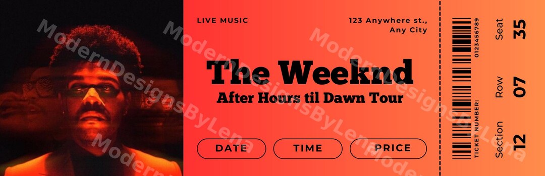 The Weeknd Fan Ticket | Customizable Digital Ticket | Personalized ...