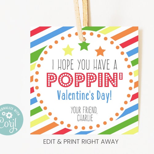 Pop It Valentine Gift Tags Printable Classroom Valentines - Etsy