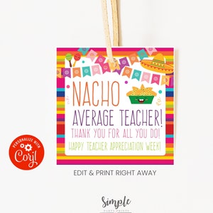 Editable Teacher Appreciation Tags, Fiesta Themed Tags, Printable Cinco ...