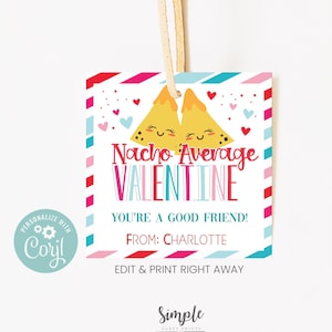 Printable Nacho Average Valentine's Day Cards for Kids, Classroom ...