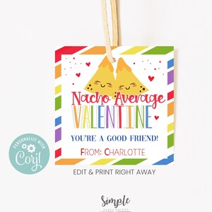 Printable Nacho Average Valentine's Day Cards for Kids, Classroom ...