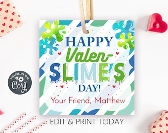 Slime Valentine Tag Printable - Instant Download - Etsy