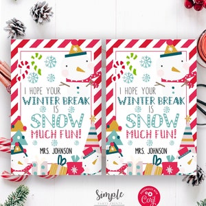 Winter Break Printable Tags, Christmas Gift Ideas for Students & Co ...