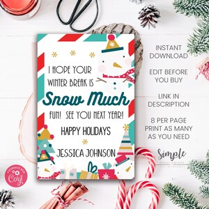 Winter Break Wishes Tag | Christmas Gift Ideas From Kids | Editable ...